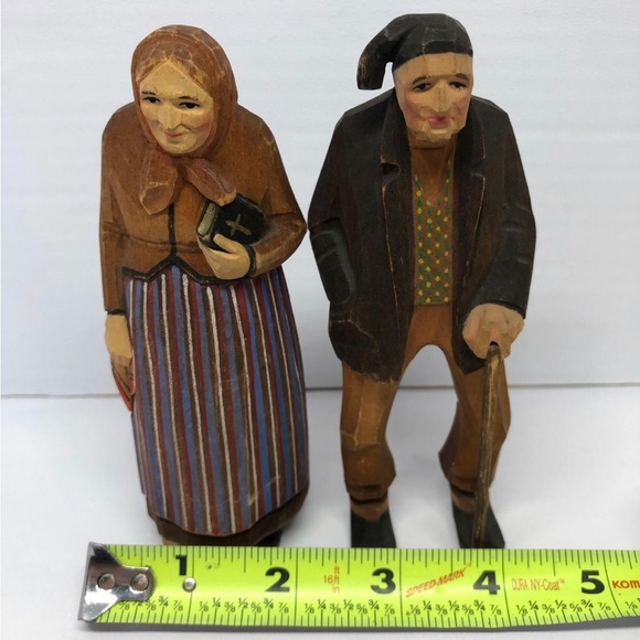 Hand Crafted | Accents | 2 Vintage Handcarved Swiss Huggler Wyss Woman ...